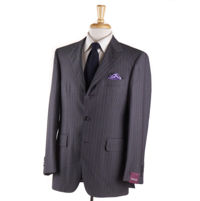 NWT $3695 SARTORIA PARTENOPEA Gray Stripe Lightweight Wool Suit 40 R ...