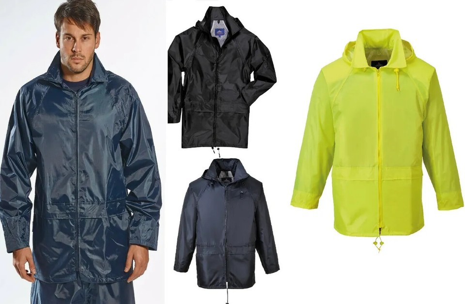 Classic Rain Jacket Waterproof Lightweight Windproof Hooded Workwear ...