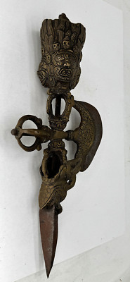 Tibetan dagger Handmade Ritual Phurba 12" ceremony cast metal Buddhist ...