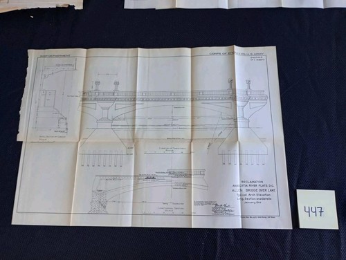 1916 Allen Bridge Anacostia River Flats DC Army Corp Engineering Sketch ...