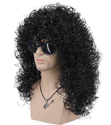Mens Slash Long Curly Black Hard 70s 80s Rocker Wig Halloween Costume ...