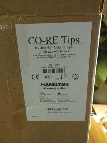 Hamilton CO-RE Tips 8 x 480 High Volume Tips (1000 µL) W Filters 235905 ...