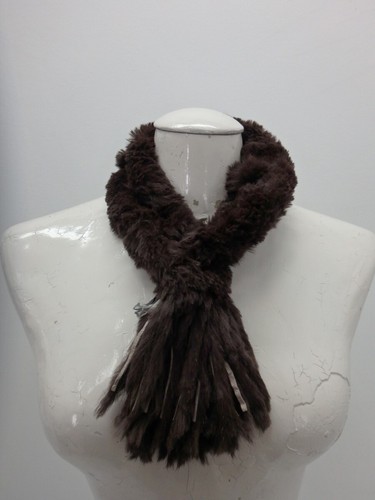 Satin Rabbit Real Fur collar / scarf Brown for Winter Coat Jacket 42365 ...