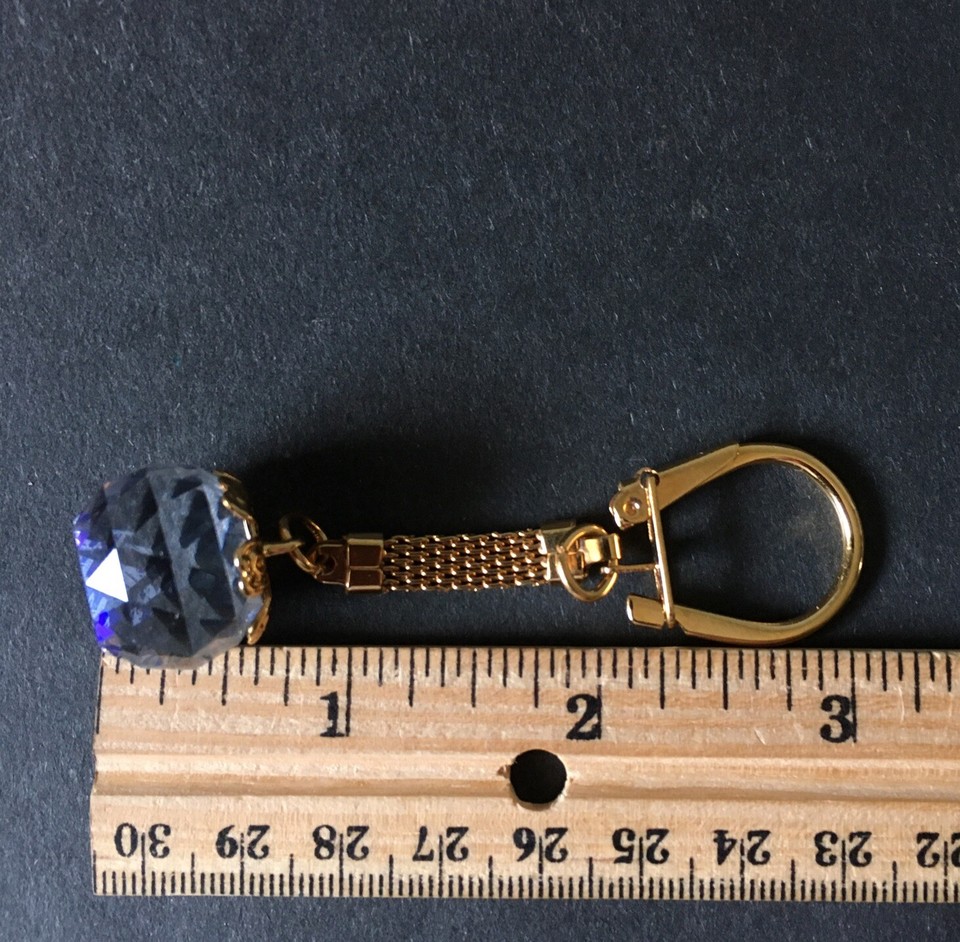 Vintage Keychain HOLLAND Clear Acrylic Prism Round Fob Gold Tone Key ...
