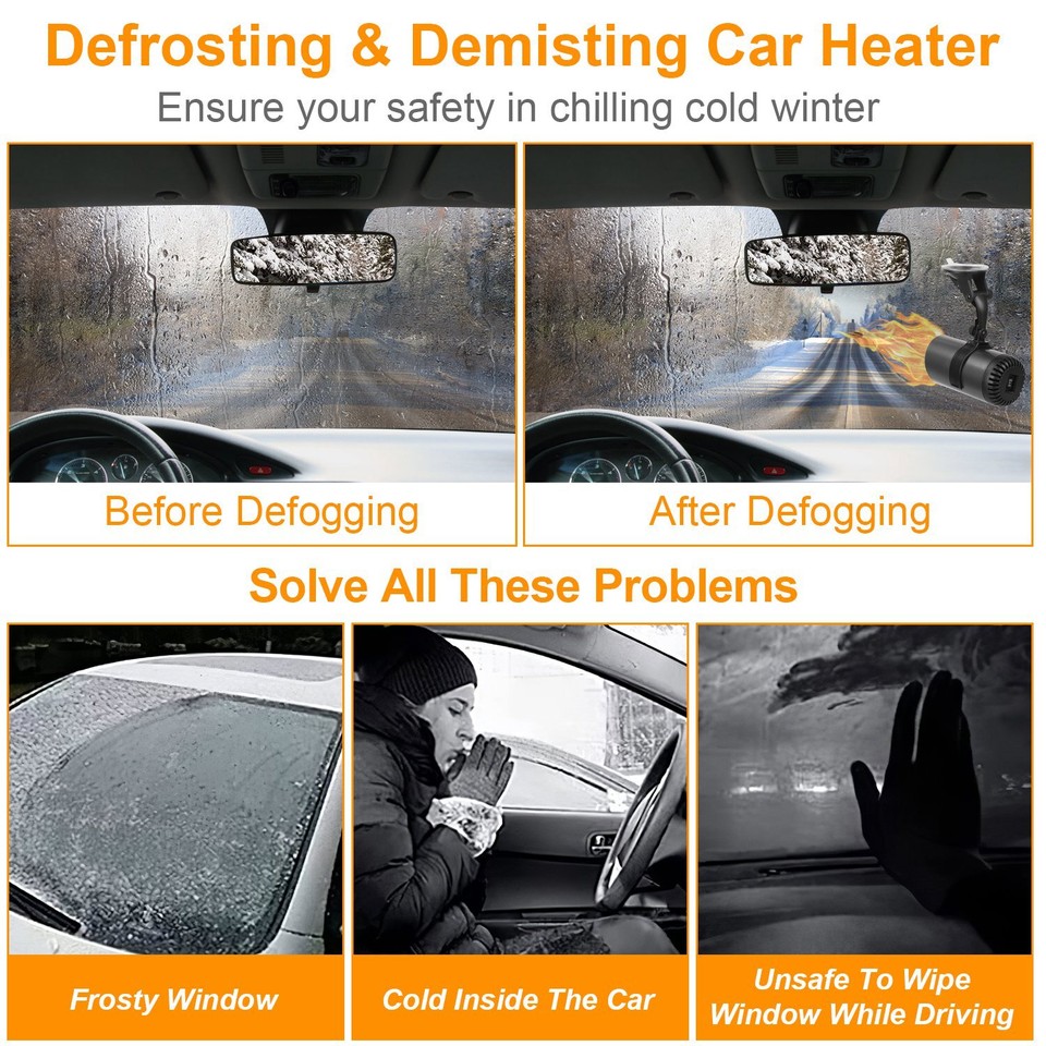 Electric Car Heated Hot Air Portable Defogger Defroster with Windshield ...