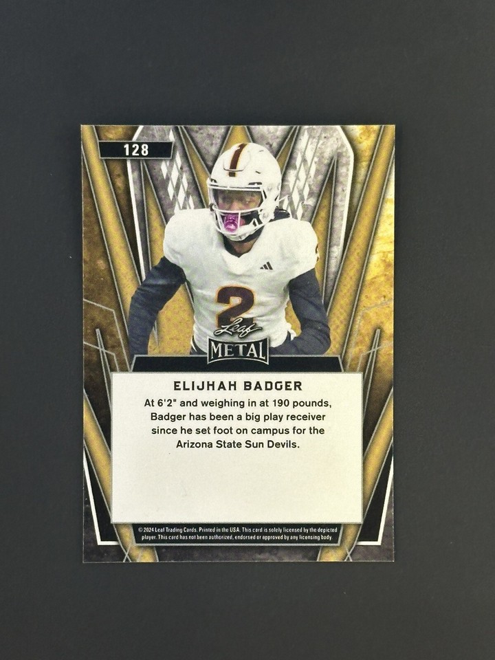 2024 Leaf Metal Draft Prismatic Silver Elijah Badger Rookie RC | eBay