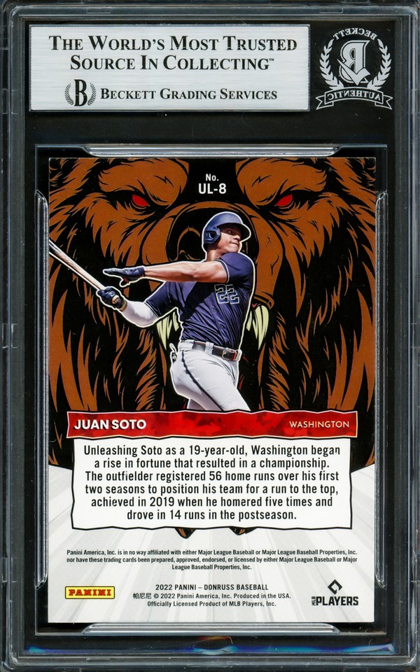 Juan Soto Autographed 2022 Donruss Unleashed Rapture Card Beckett ...