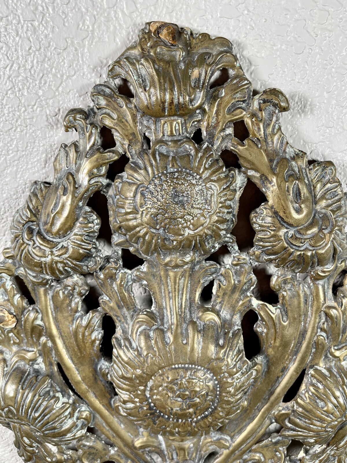 Antique Dutch Brass Iron Floral Repousse Wall Sconce Plaque 18th ...