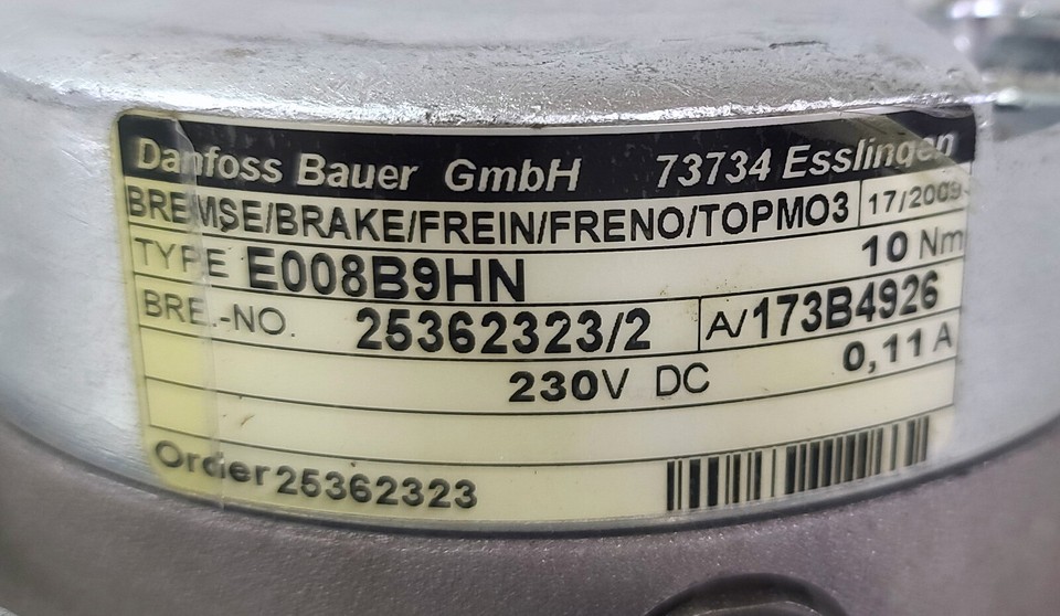 Danfoos Bauer GmbH BRAKE UNIT Type E008B9HN ~ 230V DC ~ 10 Nm ~ NEW | eBay