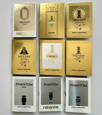Paco Rabanne 1 MILLION & PHANTOM Cologne Collection Sample Spray 9pc ...