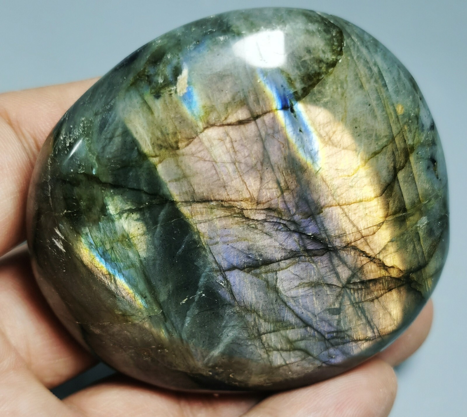POLISHED LABRADORITE IRIDESCENT OPTICAL EFFECT PALM STONE FROM ...
