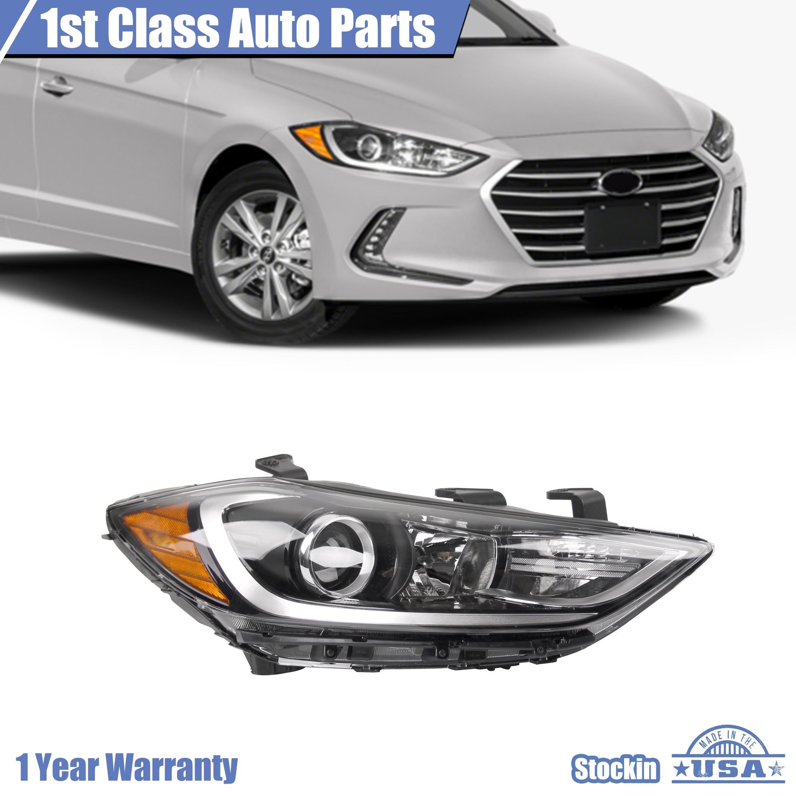 Headlight Assembly Right For 2017-18 HyundaiElantra Sedan HY2503206 ...