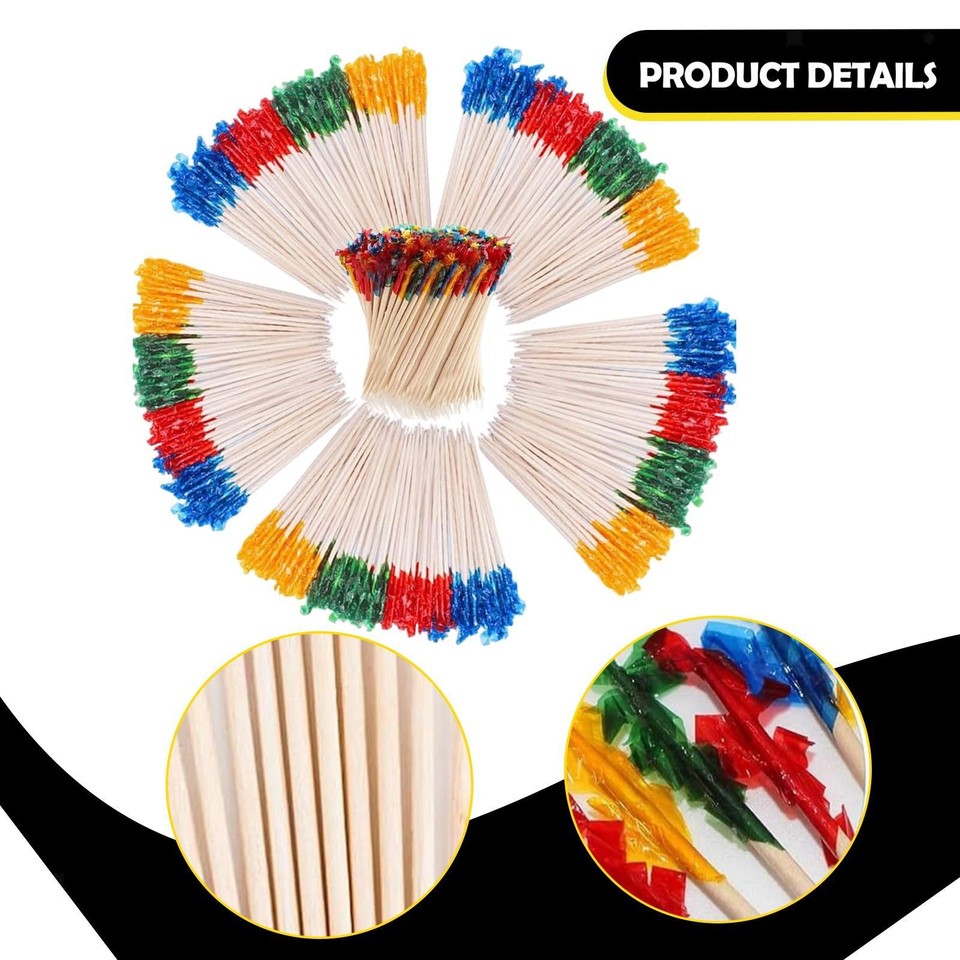 400 Pieces Cocktail Picks Skewers Fancy Wood Colorful Toothpick for ...
