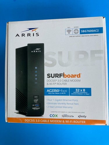 ARRIS SURFboard SBG7600AC2 DOCSIS 3.0 Cable Modem & AC2350 Wi-Fi Router ...