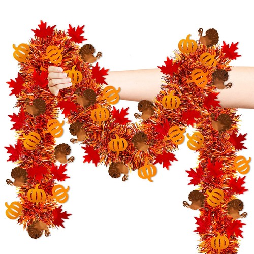 50FT Fall Thanksgiving Decorations, Fall Thanksgiving Tinsel Garland ...
