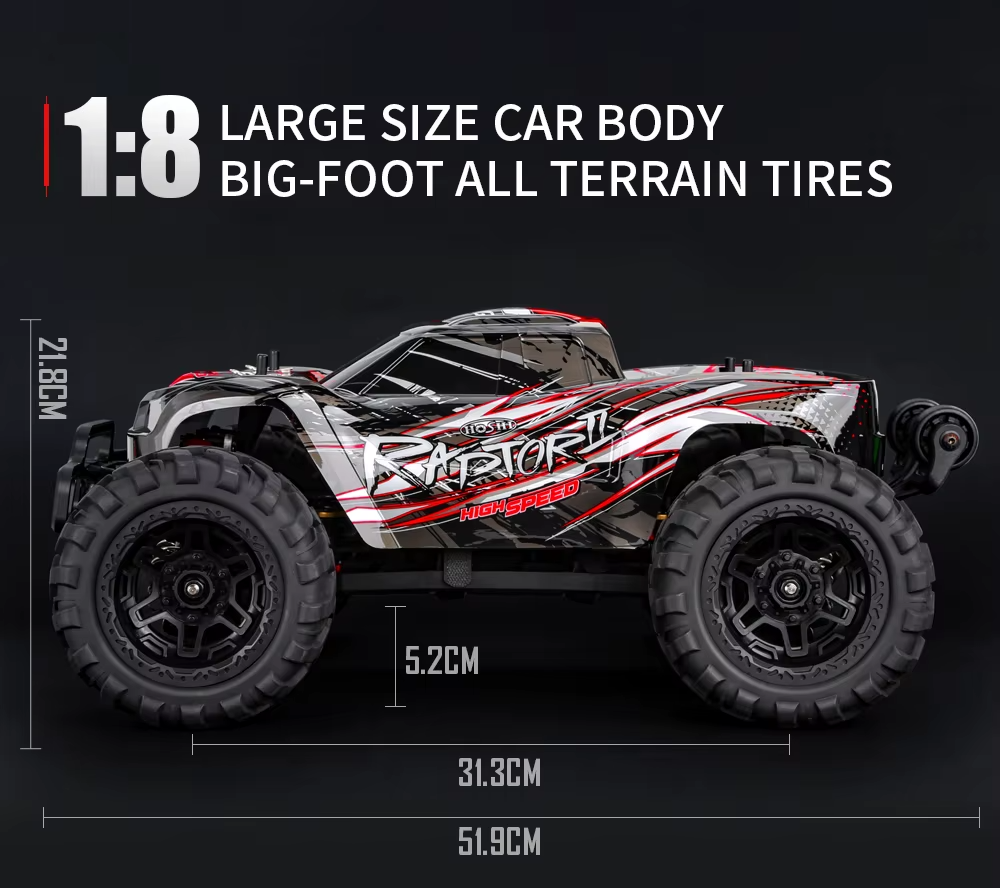 RAPTOR N518 4WD 1/8 SCALE 100KMH BIG FOOT BRUSHLESS BASHER RC TRUCK RTR ...