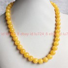 100% Natural 8mm Yellow Topaz Round Gemstone Beads Necklace handmade ...