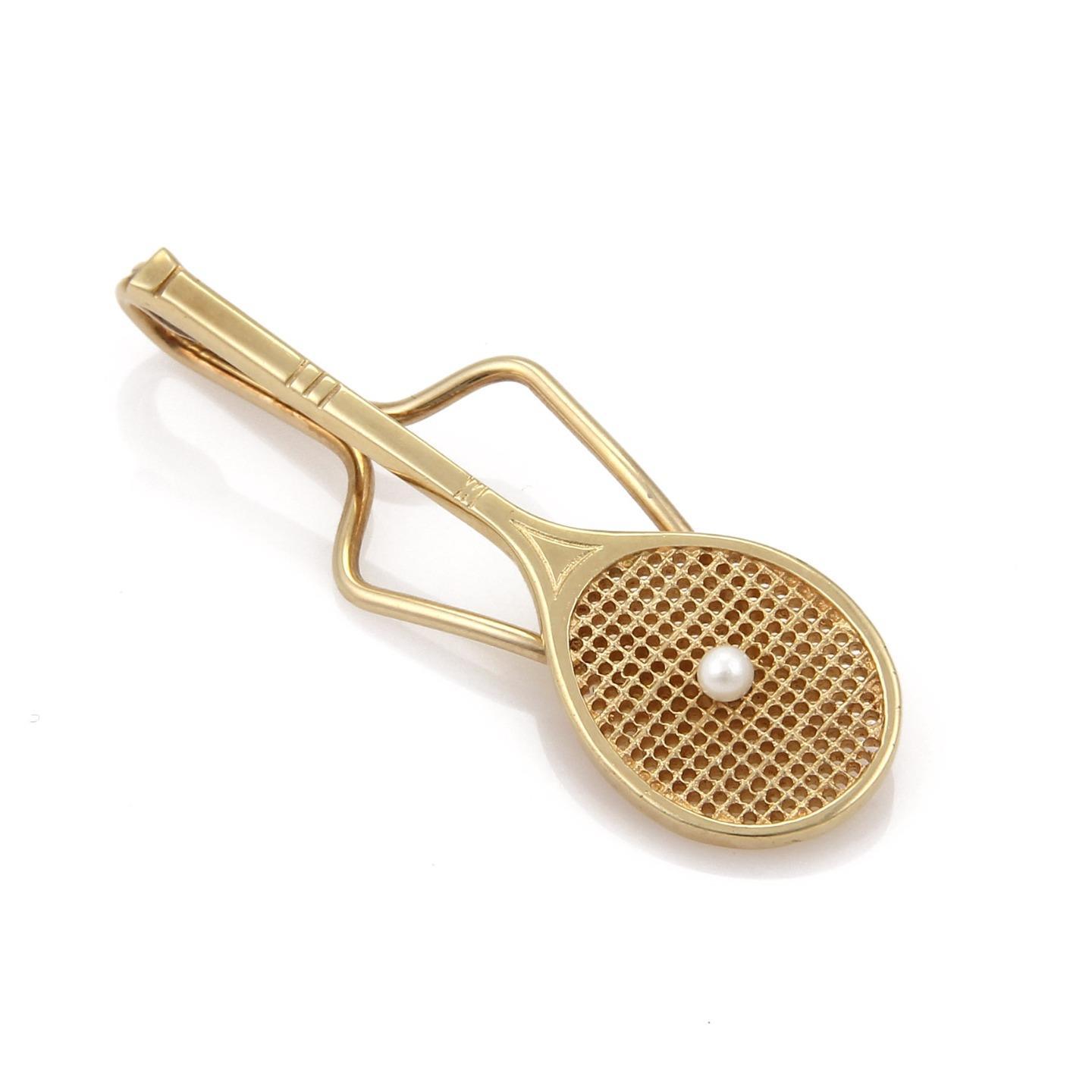 Vintage Tiffany & Co. 14k Yellow Gold Seed Pearl Tennis Racquet Money ...