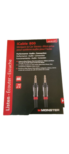 Monster iCable 800 mini jack to Car Stereo, 3ft (0.91M) Auxiliary Cable ...