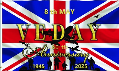 2025 VE Day 80th Anniversary Flag Banner Decorations 5ft 3ft Victory in ...