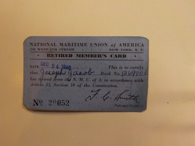 WW2 Merchant Marine Card National Maritime Union Of America World War ...