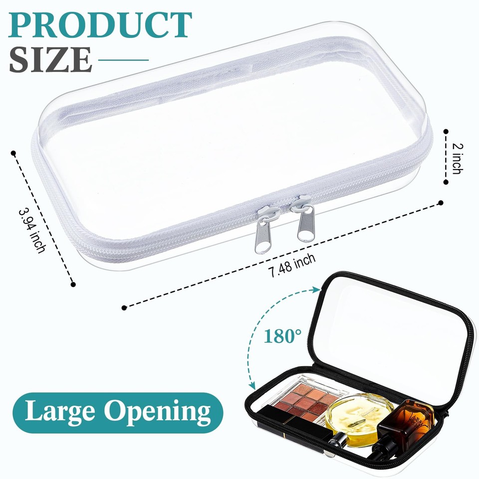 4 Pcs Hard Clear Zipper Case Makeup Bags Plastic Pencil Pouch ...
