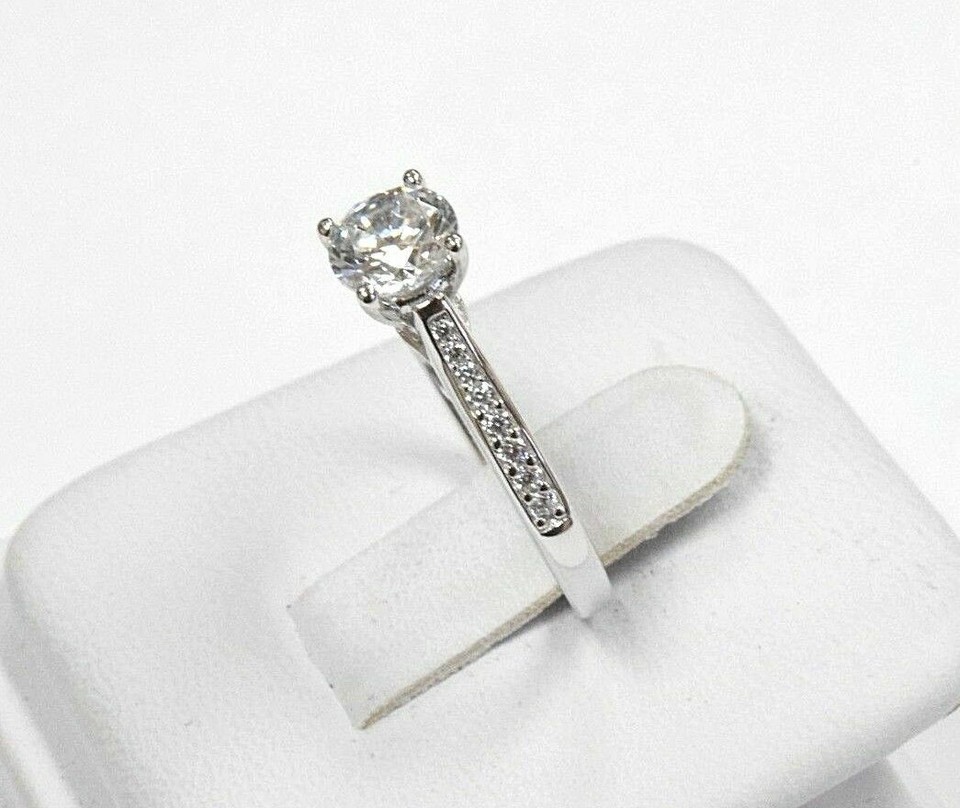 1.05CT Brand New 935 Argentium Silver CZ Solitaire Engagement Ring | eBay