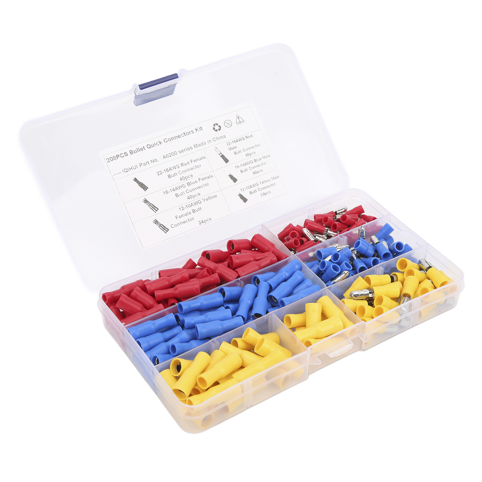 208PCS Wire Connector Female And Male Wiring Terminal Electrical ...