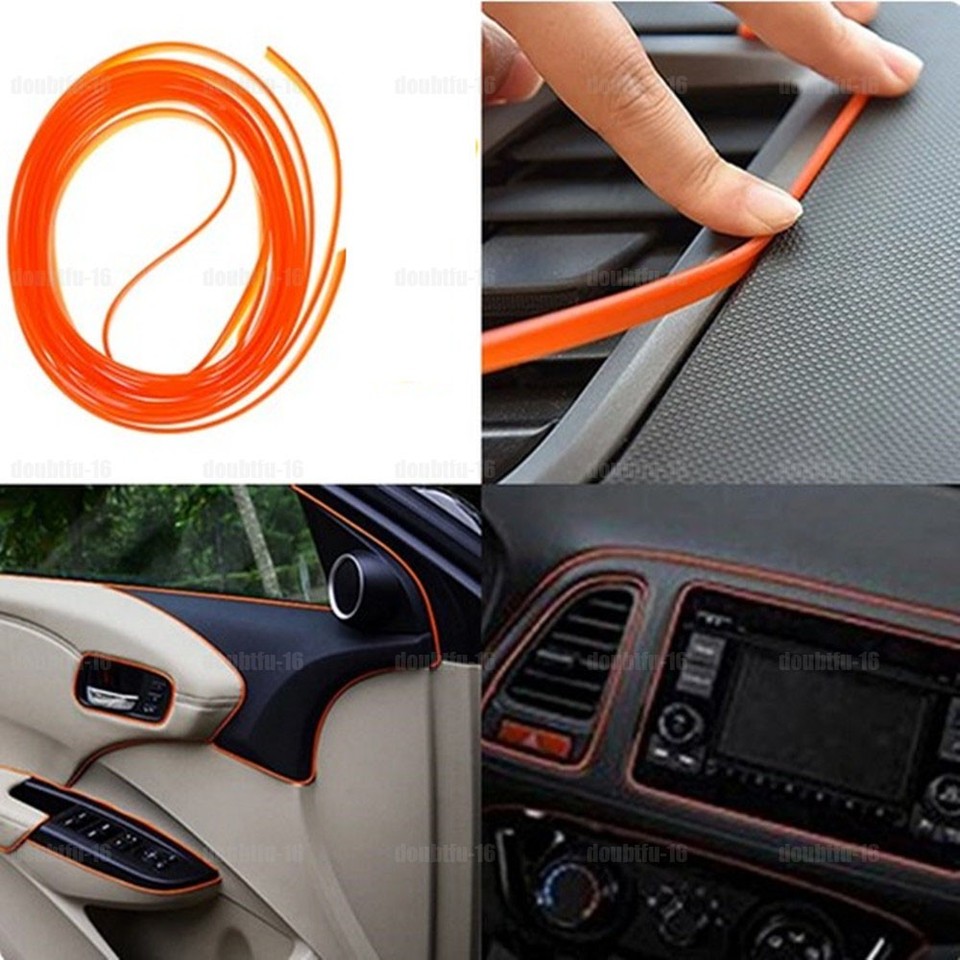 5M Orange Car Door Panel Edge Gap Insert Molding Line Trim Strip Car ...