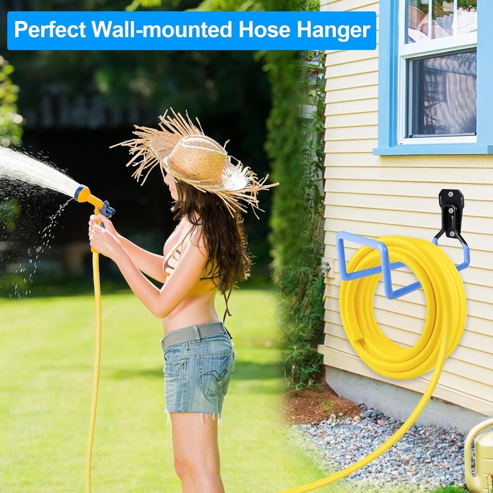2PCS Hose Hanger Wall Mount - Metal Garden Storage Water 2pc Blue | eBay