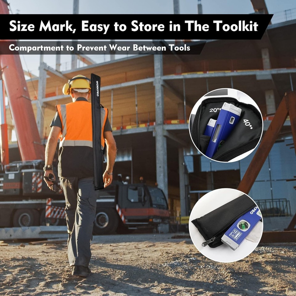 WORKPRO 3PC Spirit Level Set 12" 20" 40" Heavy Duty Level Magnetic ...