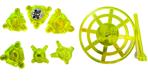 LEGO Trans-Neon Green 8 Piece Lot 2x2 Crystal Round 1x1 with Fins Dish ...