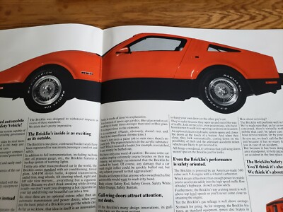 1974-1975 Bricklin Safety Red HUGE FOLDOUT 24x24 Poster / BROCHURE CATALOG