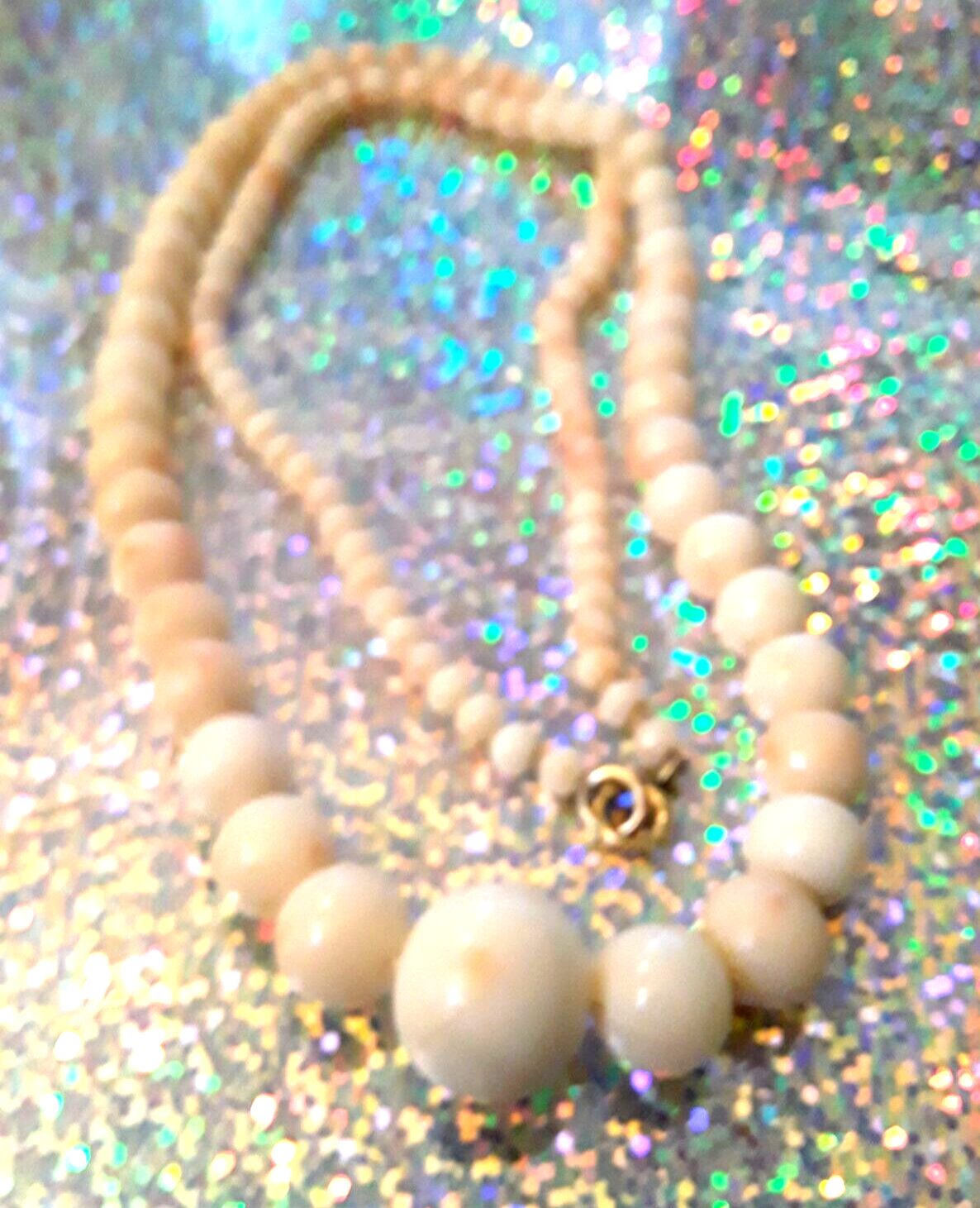 Vintage Angel Skin Coral Beads 13.2 MM -2MM Necklace 25 " Long 14Kt ...