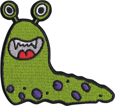 Patch - Green Slug Monster With Purple Dots And Googly Eyes Iron On ...