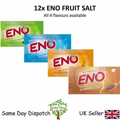 12 ENO FRUIT SALT SACHETS FAST REFRESHING RELIEF - LEMON ORANGE REGULAR ...