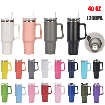 For Stanley Cup 40oz Dupe Straw Lid Insulated Stainless Water Bottle ...