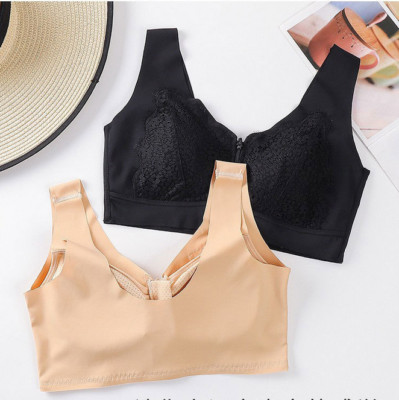 Wireless Front Zipper Lace Mastectomy Bra Pocket Bra Enhancer Pads ...