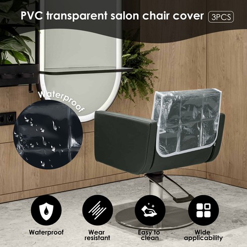 3 Pieces Salon Chair Cover Plastic Clear Chair Back Covers Waterproof ☀ ...
