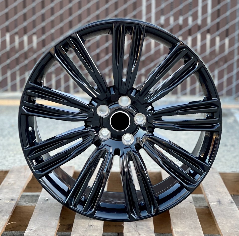 22X9.5 5x120 GLOSS BLACK WHEELS FOR LAND RANGE ROVER SUPERCHARGE SPORT ...