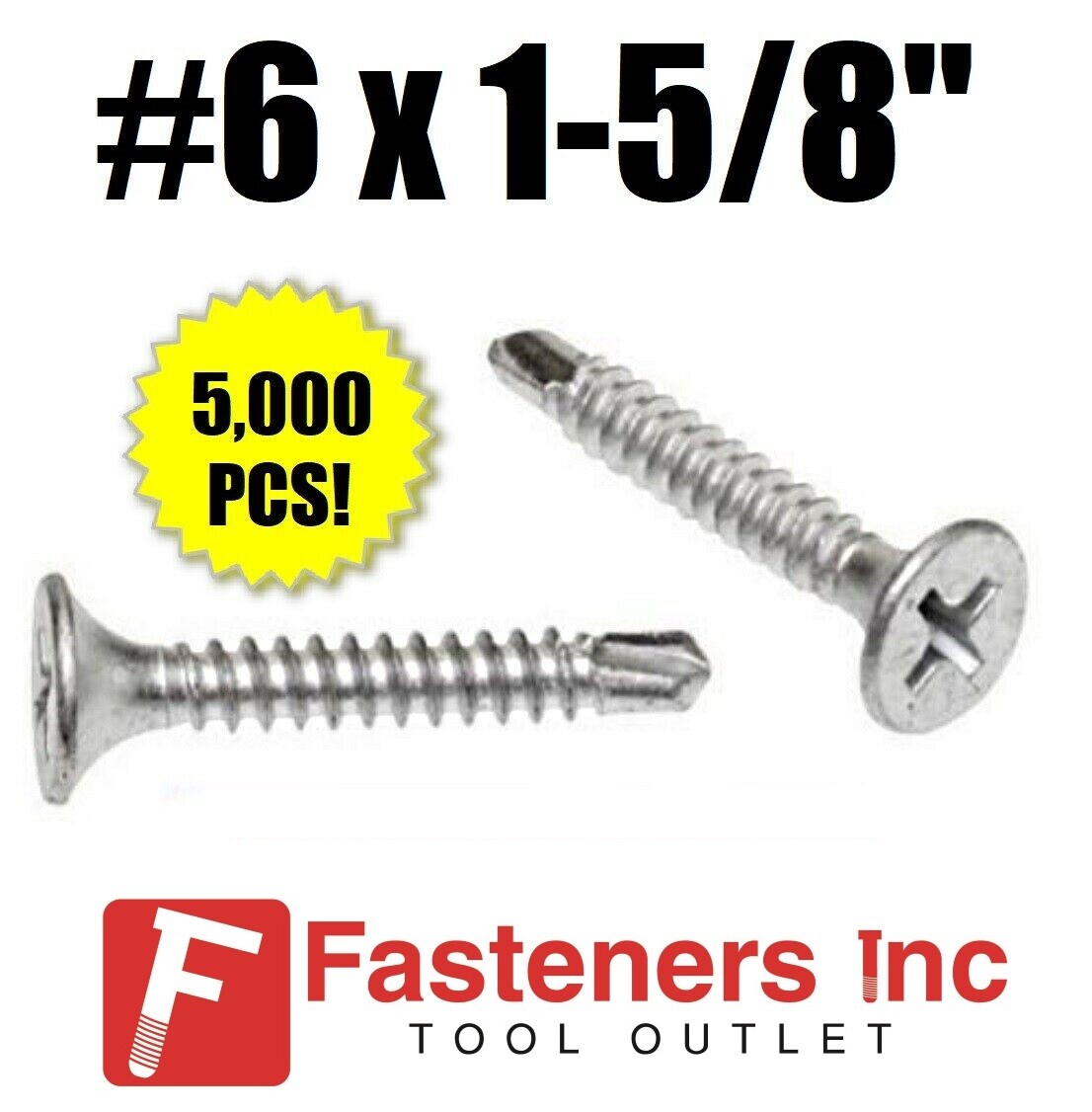 INTERCORP D615Z #6 x 1-5/8" Self Drilling Philips Bugle Head Screws ...