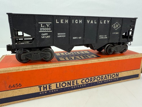 Lionel 6456 O Gauge Lehigh Valley LV 25000 Black 2 Bay Hopper Car | eBay