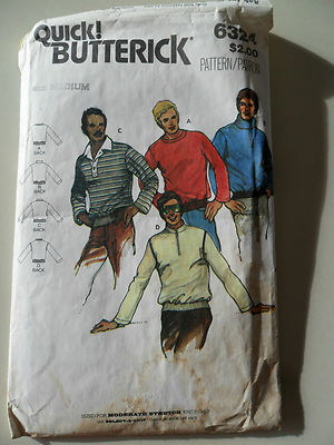 Butterick 6324 Men's Pullover Tops Size M 38-40 Partly Trimmed Complete ...