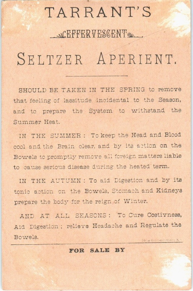 A Victorian Advertising Card - Tarrant's Seltzer Aperient - E8J-13 | eBay