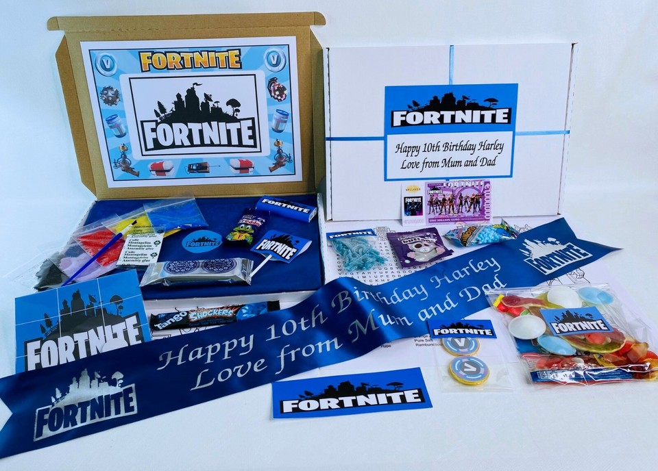 FORTNITE THEMED LETTERBOX GIFT HAMPER BOX PERSONALISED PARTY BIRTHDAY ...