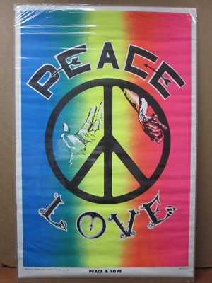 vintage Black Light Poster 1970 Peace & Love Inv#G1349 | eBay