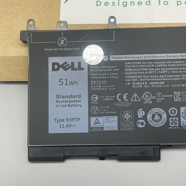 Genuine 51Wh 11.4V 93FTF Battery Dell Latitude 5280 5480 5580 5290 5490 ...