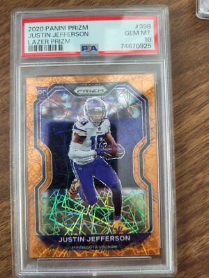 Justin Jefferson PSA 10 2020 Prizm Orange Lazer Prizm Rookie RC #398 ...