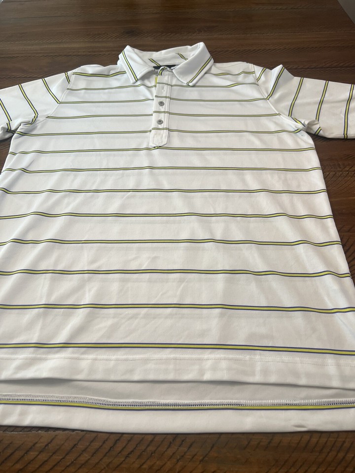 Zero Restriction Golf Polo Shirt Size M White W/horizontal Stripes ...