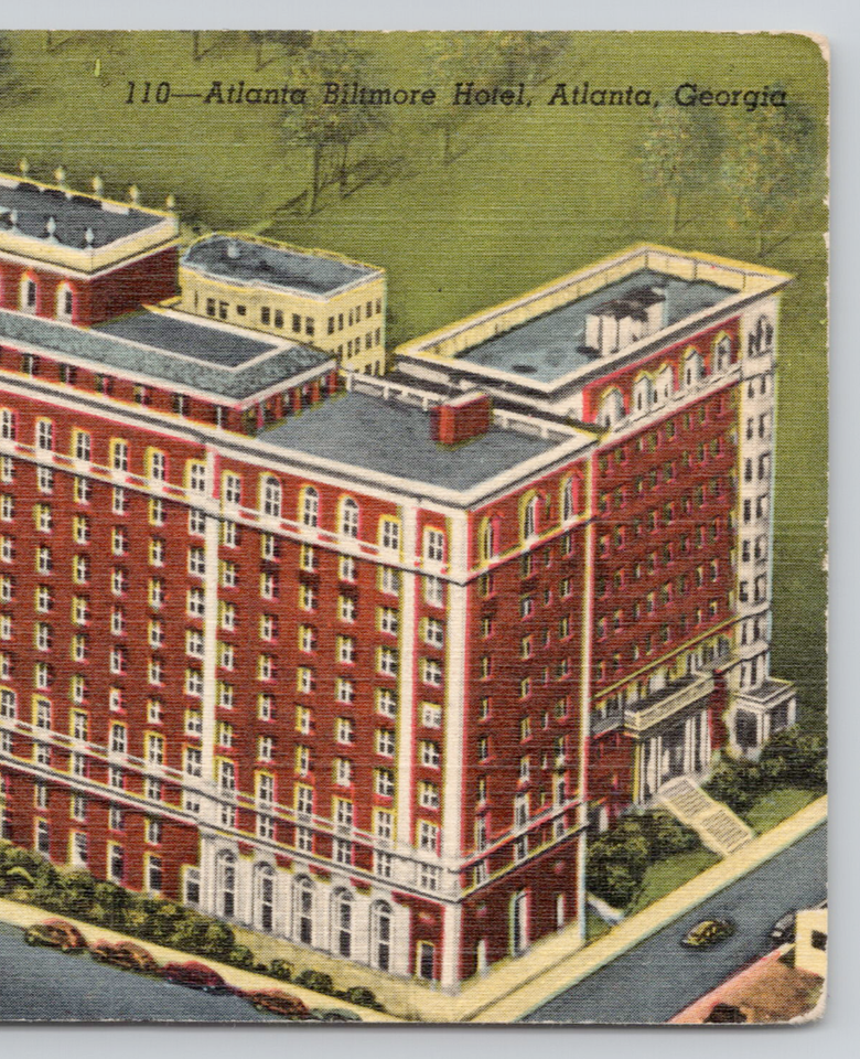 The Atlanta Biltmore Hotel Georgia GA Postcard 817 W Peachtree St 1940s ...